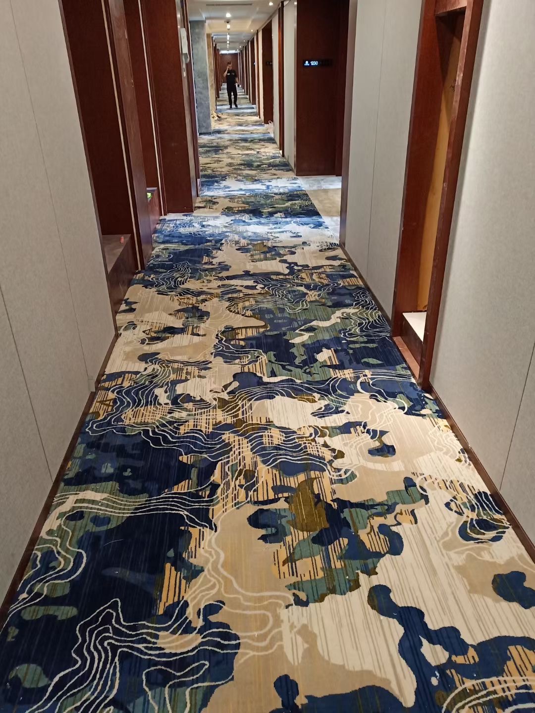 Customized printed wall to wall carpet for hotel hallway