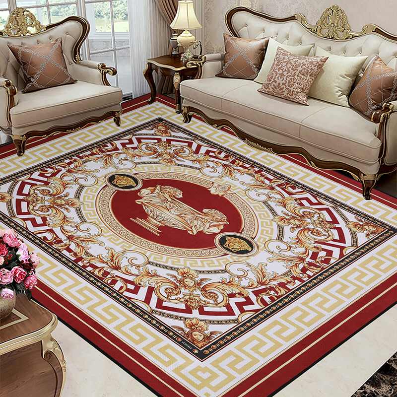 Wholesale classic versace style printed red velvet rug