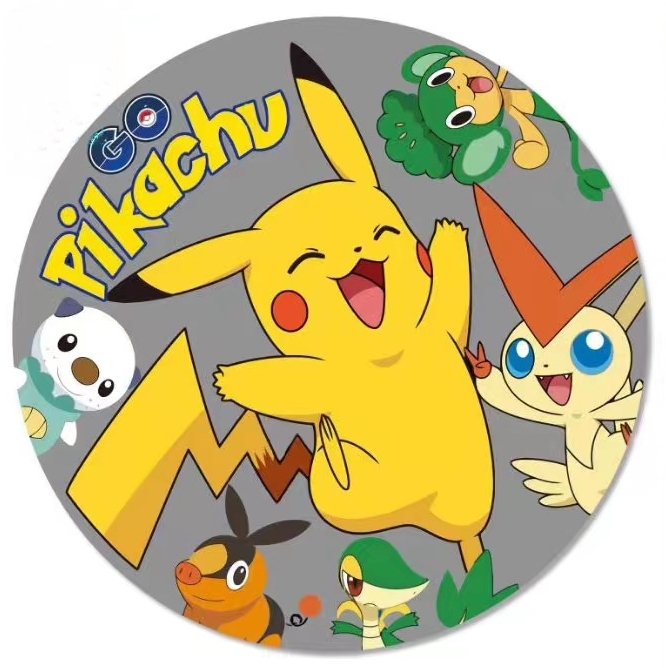 Colorful round pikachu pattern tufted kids rug