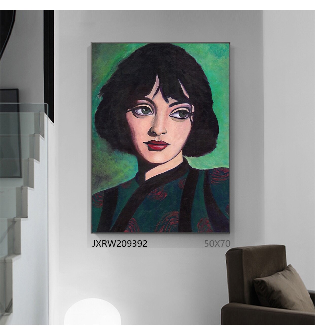 Small size lady portrait canvas figure painting